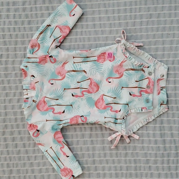 Ruffle Butts | Swim | 3m Ruffle Butts Vibrant Flamingo Long Sleeve One ...